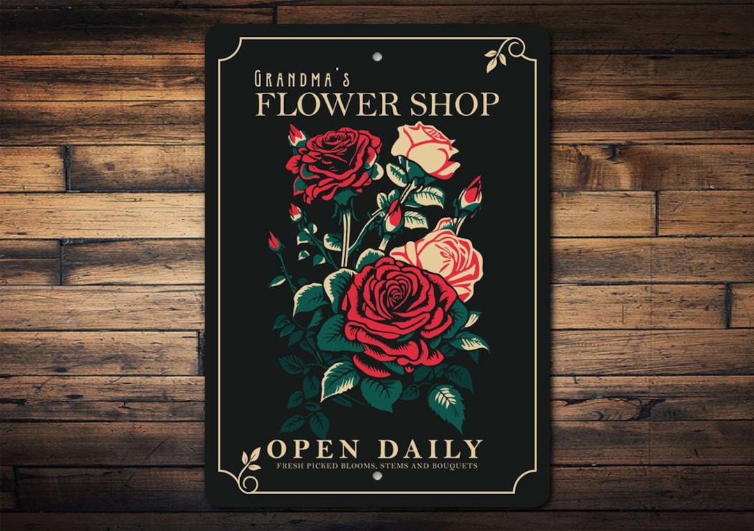 Flower Shop Open Daily Sign, Custom Sign, Retro Flower Market Sign ...