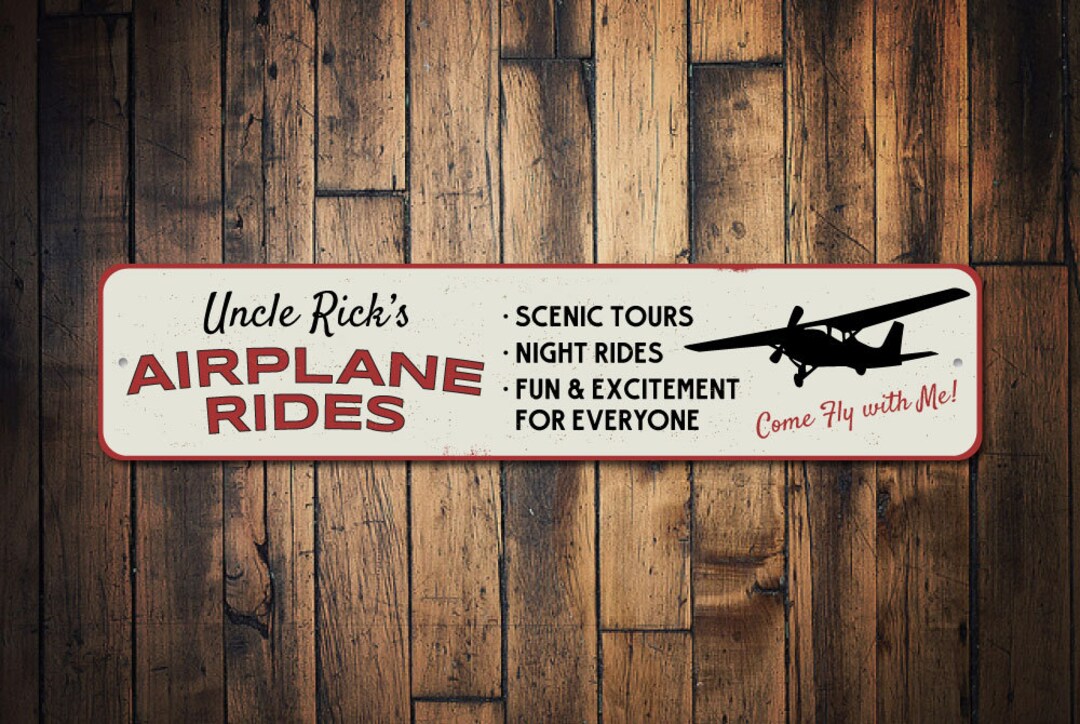Airplane Rides Sign, Custom Pilot Plane Owner Name Gift, Personalized ...