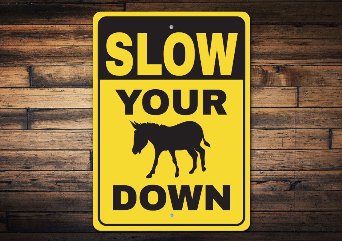 Funny Slow Down Sign Caution Slow Down Funny Donkey Sign - Etsy
