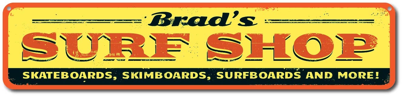 Surf Shop Sign Personalized Skateboard Surfers Surfboard Shop | Etsy