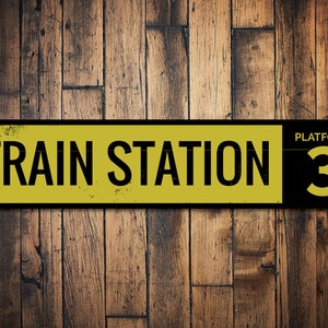 Train Station Platform Number Sign, Personalized Train Man Cave Sign ...