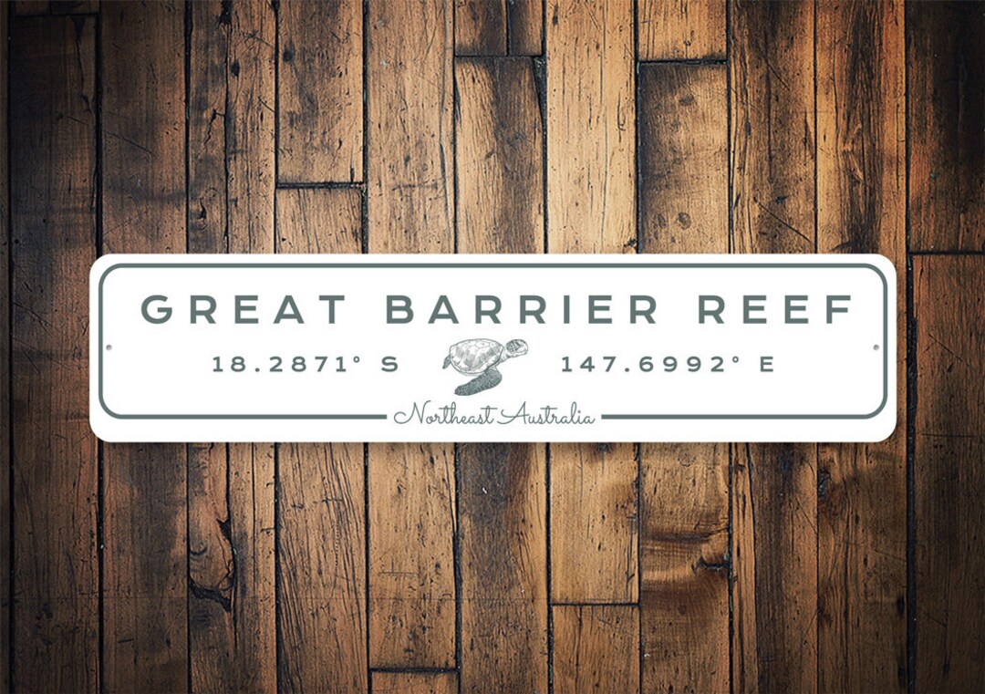 Great Barrier Reef Sign, Custom Coordinates Sign, Personalized Gift ...