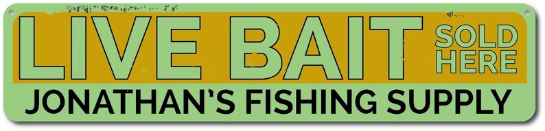 Live Bait Sign Personalized Fishing Supply Sign Custom Lake | Etsy