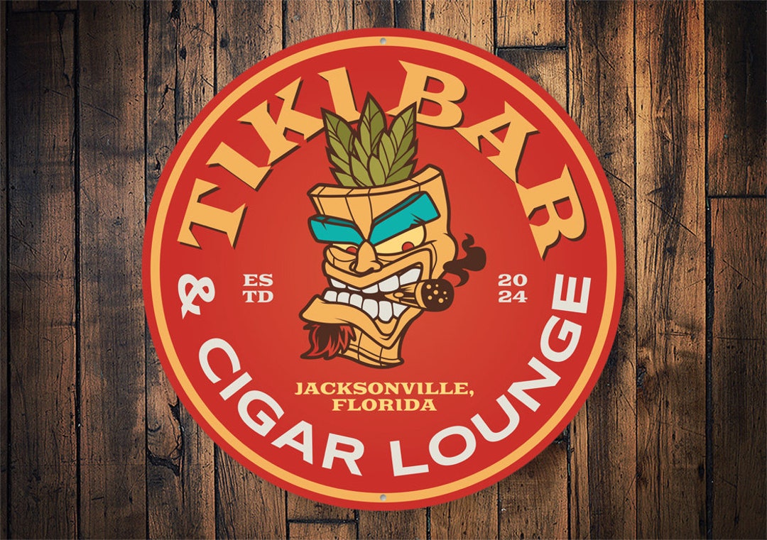 Tiki Bar Sign, Tiki Cigar Lounge Sign, Tiki Island Sign, Tropical Tiki ...