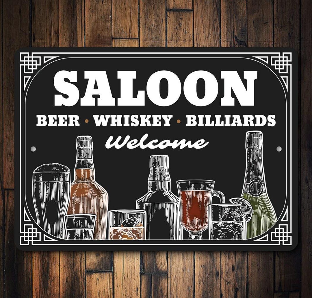 Saloon Welcome Sign, Saloon Decor, Western Bar Sign, Beer Whiskey Sign ...
