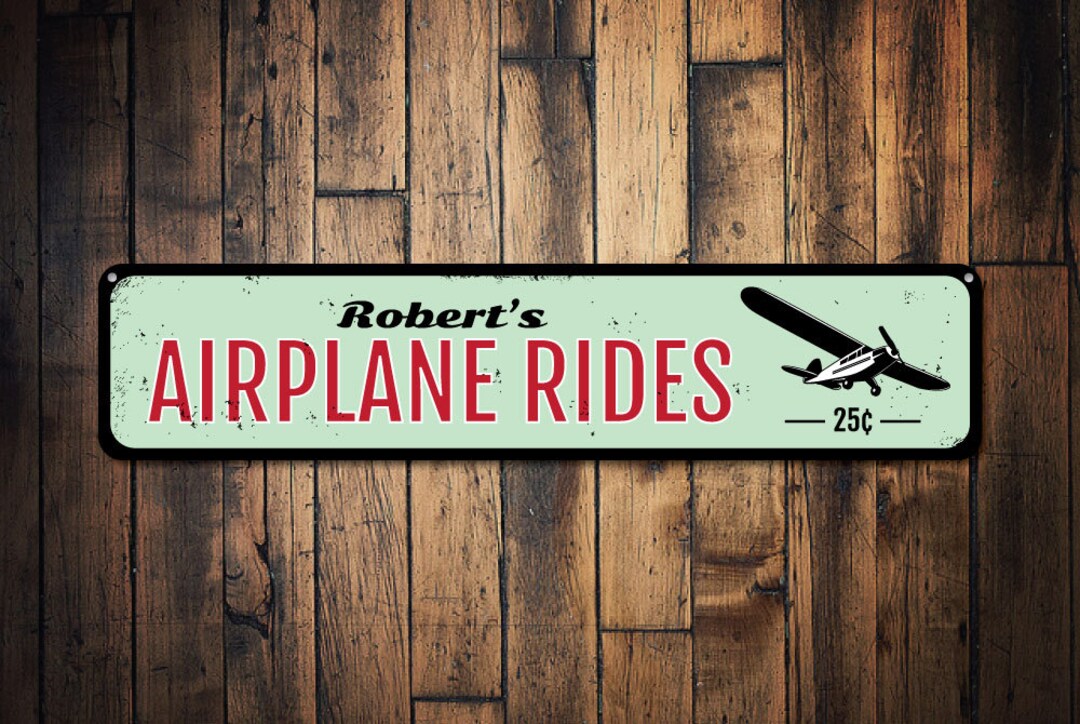 Airplane Rides Sign, Personalized 25 Cents Sign, Airplane Sign, Metal ...