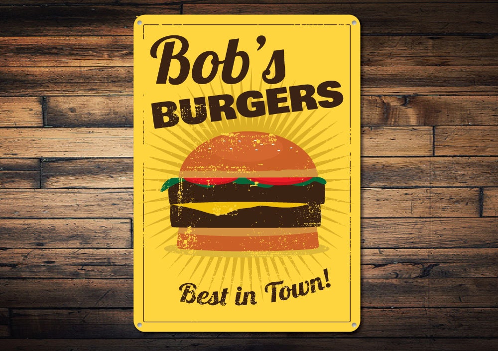Hamburger Sign Custom Best Burgers In Town Sign Kitchen | Etsy