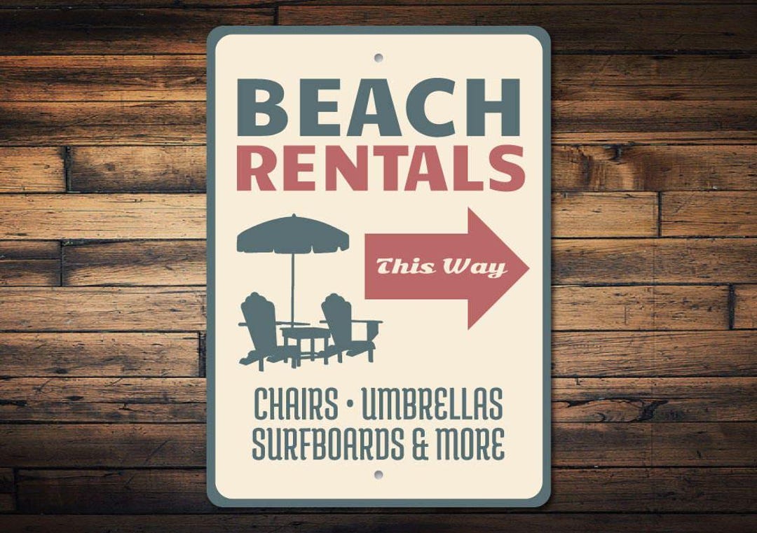 Beach Rentals Sign, Beach Chair Sign, Rentals Arrow Sign, Beach Condo ...