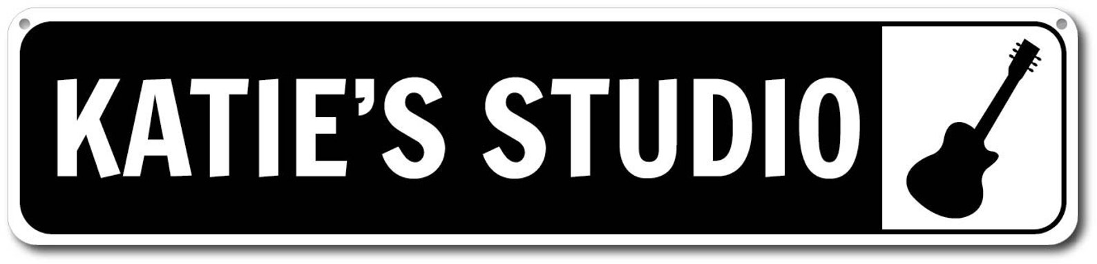 Guitar Studio Sign, Personalized Kid's Room Sign, Metal Guitar Lover ...