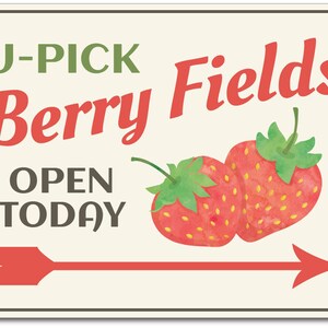 U-pick Sign, Berry Fields Sign, Strawberry Decor, Strawberry Sign ...