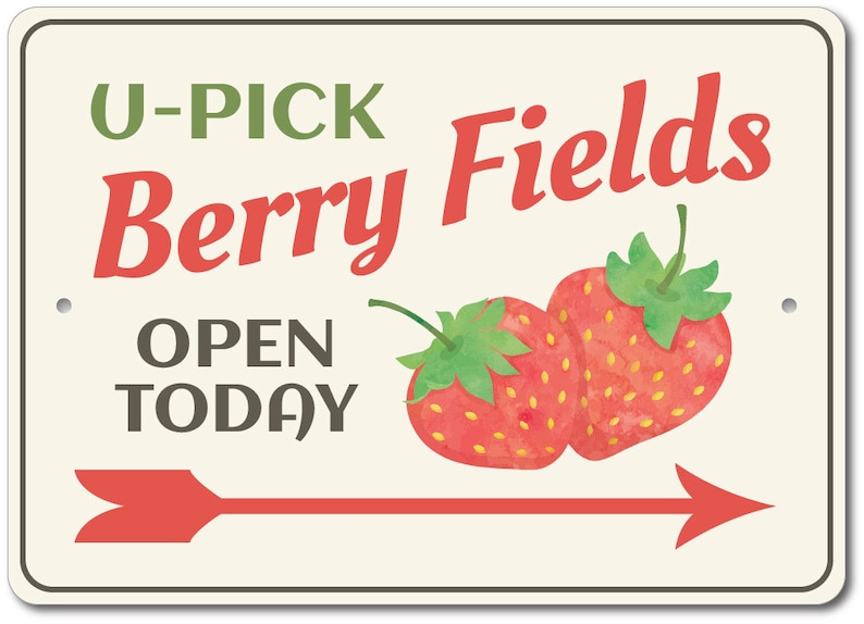 U-pick Sign Berry Fields Sign Strawberry Decor Strawberry - Etsy