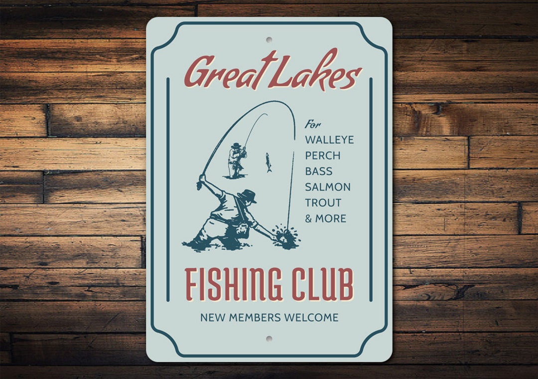 Custom Great Lakes Fishing Club Sign, Personalized Sign, Fishing Club ...