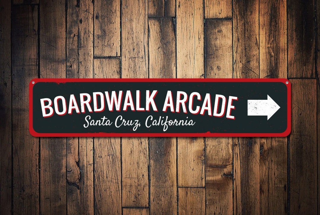 Boardwalk Arcade Sign, Personalized Arrow Boardwalk Location Sign ...