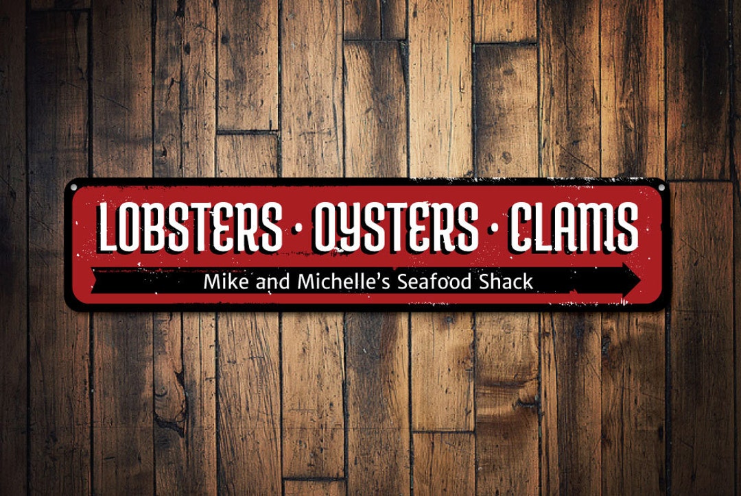 Seafood Shack Sign, Lobsters Oysters Clams Sign, Personalized Kitchen ...