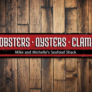 Seafood Shack Sign, Lobsters Oysters Clams Sign, Personalized Kitchen ...