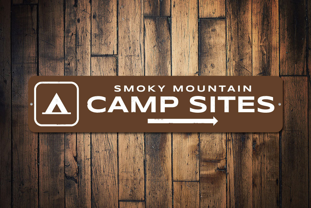 Camp Sites Arrow Sign, Personalized Camping Location Name Gift, Smoky ...