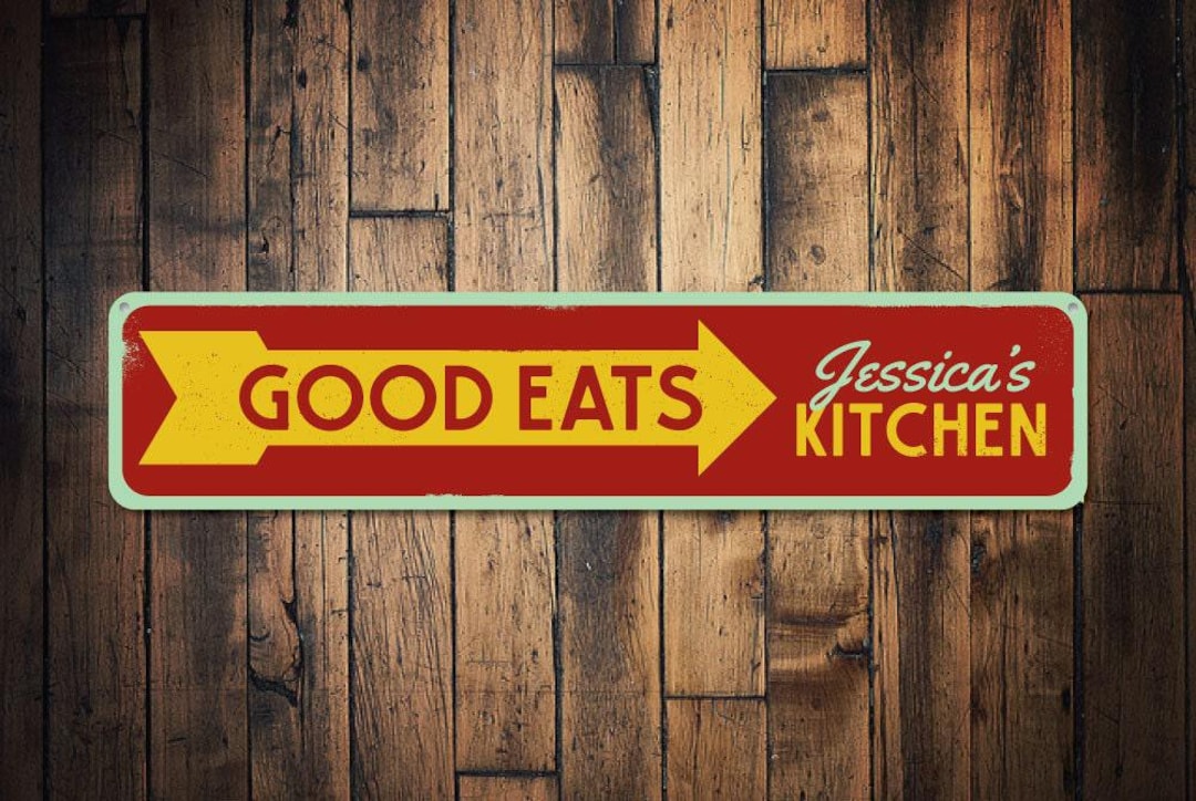 Good Eats Sign, Personalized Cook Name Kitchen Decor, Custom Arrow Food ...