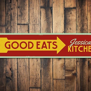 Good Eats Sign, Personalized Cook Name Kitchen Decor, Custom Arrow Food ...