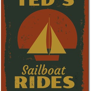 Sailboat Rides Sign, Custom Sailor Gift, Sunset Boat Rides Sign ...