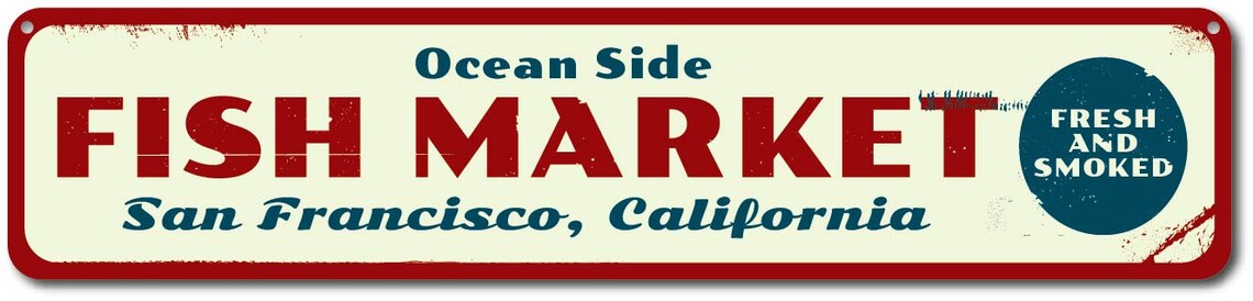 Fish Market Sign, Personalized Ocean Side Seafood Market Sign, Custom ...