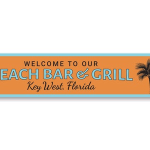 Beach Bar & Grill, Key West Florida, Palm Tree Sign, Beach Ocean Sign ...