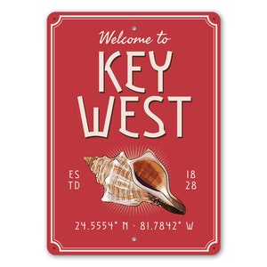 Custom Key West Florida Welcome Sign, Location Sign, Coordinates Sign ...