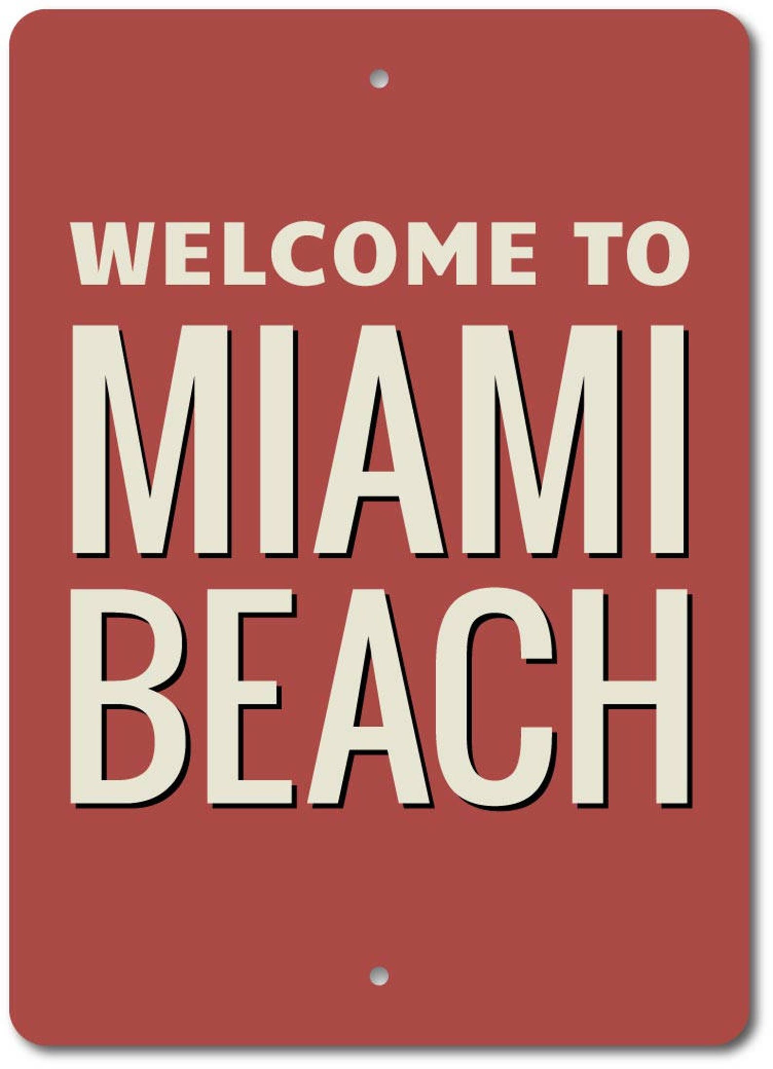Miami Beach Sign Custom Beach Decor Welcome Beach Sign - Etsy