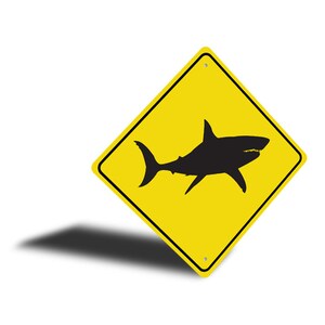 Shark Crossing Sign, Shark Caution Sign, Caution Sign, Beach Decor ...