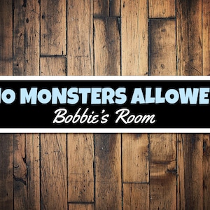 Monster Sign, Custom No Monsters Allowed Sign, Children Kid Room Sign ...