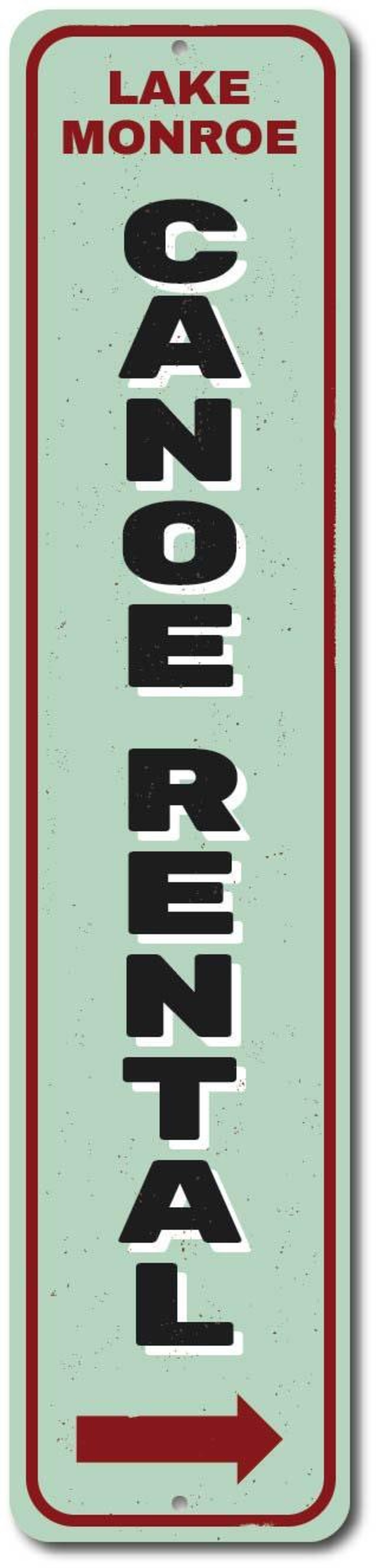 Canoe Rental Arrow Sign, Personalized Vertical Lake House Sign, Custom ...