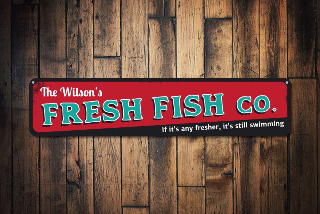 Fresh Fish Company Sign, Personalized Family Name Sign, Custom Metal ...