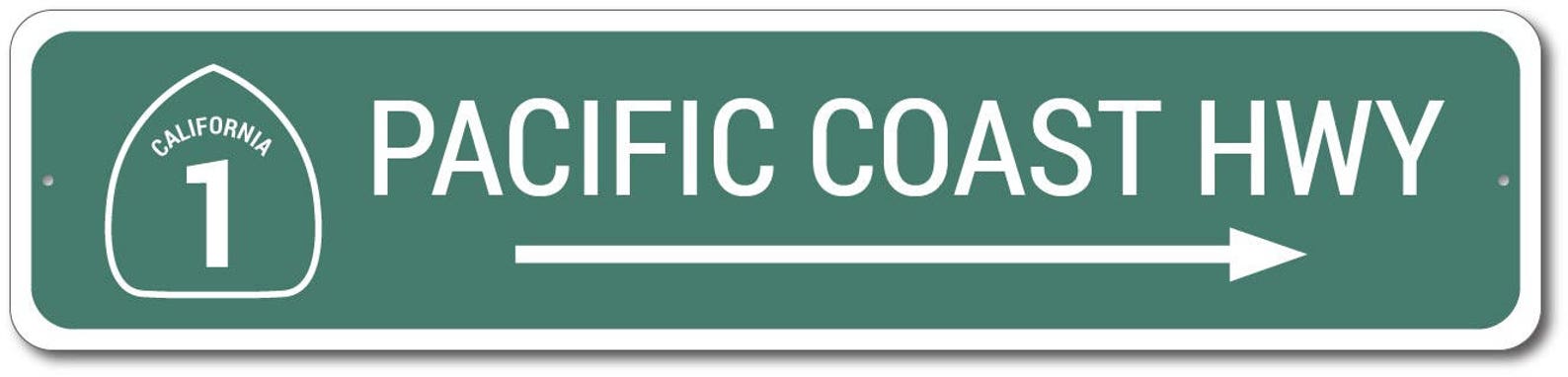 Pacific Coast Hwy Sign, Hwy Decor, Pacific Coast Decor, Beach Coast ...