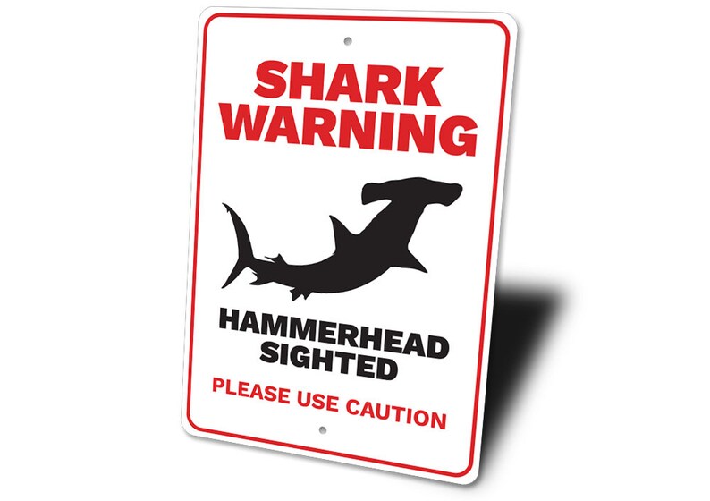 Shark Warning Sign Hammerhead Sign Shark Sighting Sign | Etsy