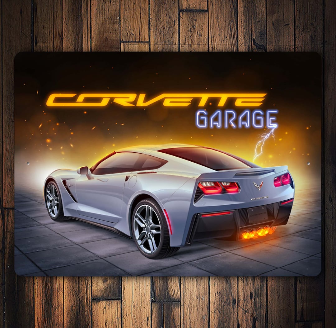 Corvette Garage Sign, Corvette Stingray Garage Decor, Chevy Corvette ...