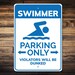 Swimmer Parking Sign, Swimmer Gift, Swimmer Sign, Swimming Decor, Swim ...
