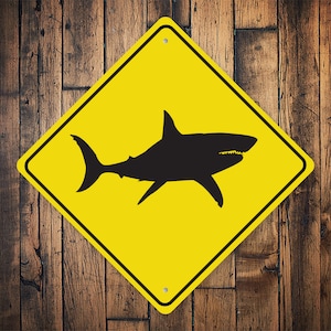 Shark Crossing Sign, Shark Caution Sign, Caution Sign, Beach Decor ...