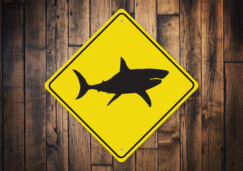 Shark Crossing Sign Shark Caution Sign Caution Sign Beach - Etsy