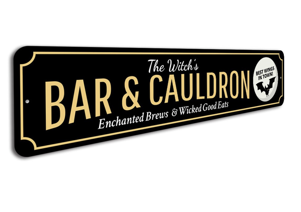 Bar and Cauldron, Bat Bar Decor, Spooky Bar Sign, Spooky Decor, Decor ...