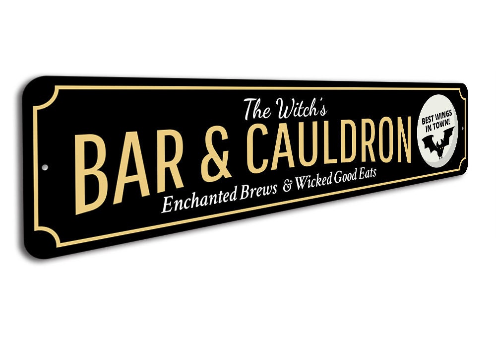 Bar and Cauldron Bat Bar Decor Spooky Bar Sign Spooky - Etsy