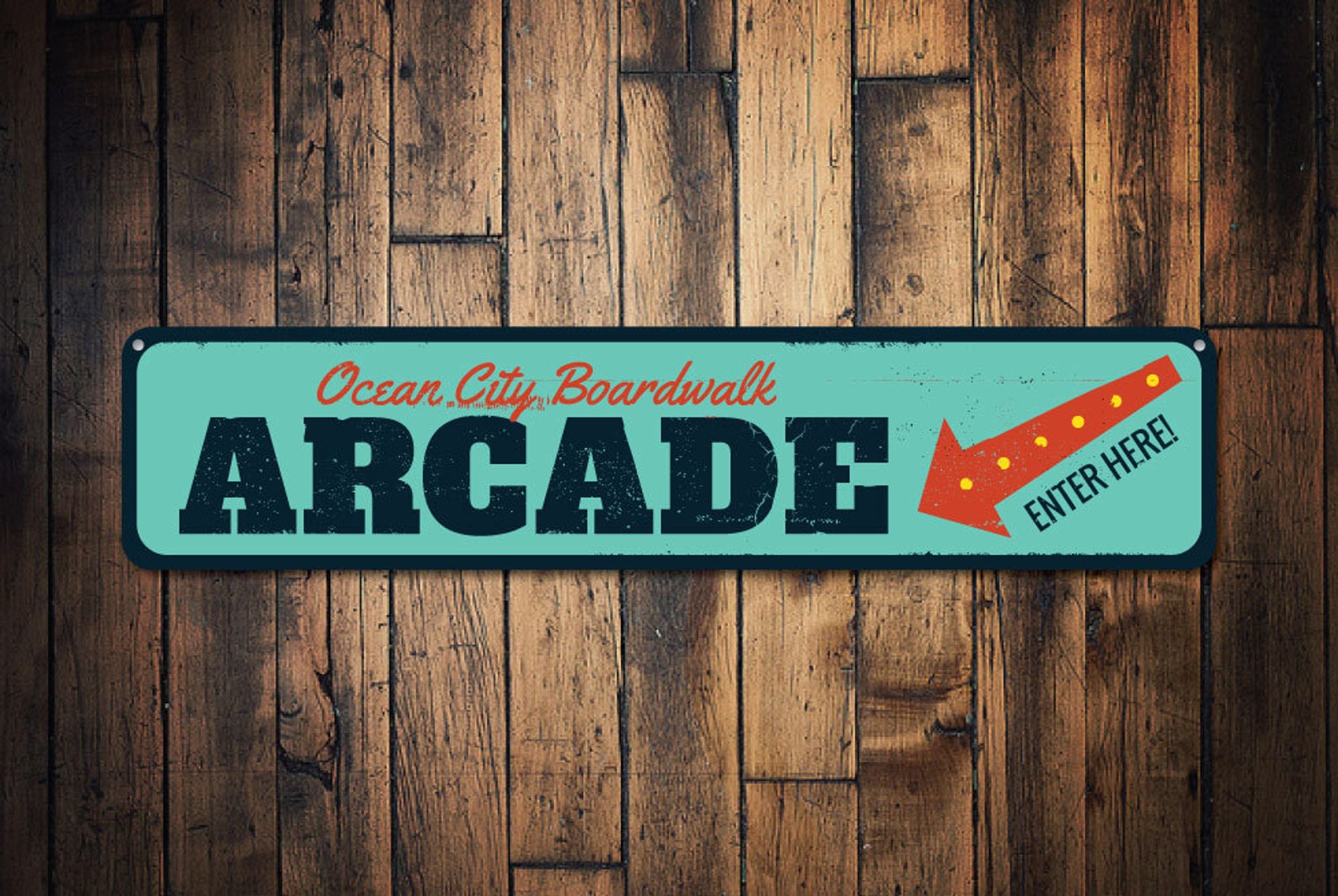 Boardwalk Arcade Sign Personalized Enter Here Arrow Sign - Etsy
