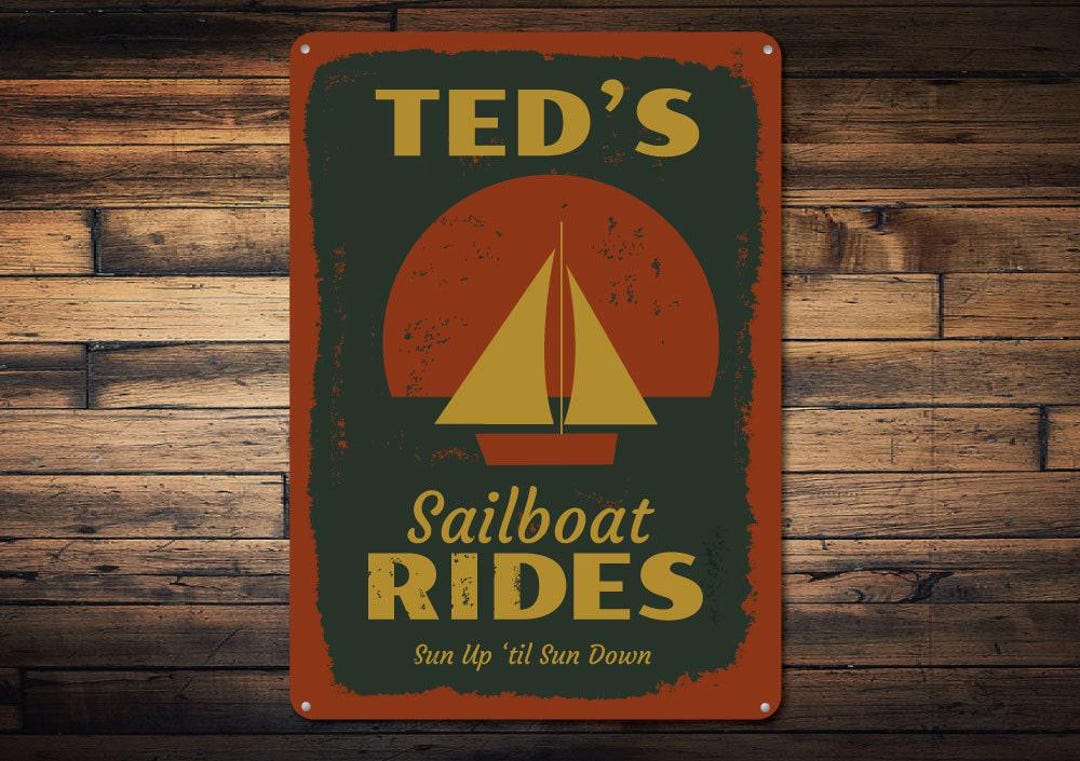 Sailboat Rides Sign, Custom Sailor Gift, Sunset Boat Rides Sign ...