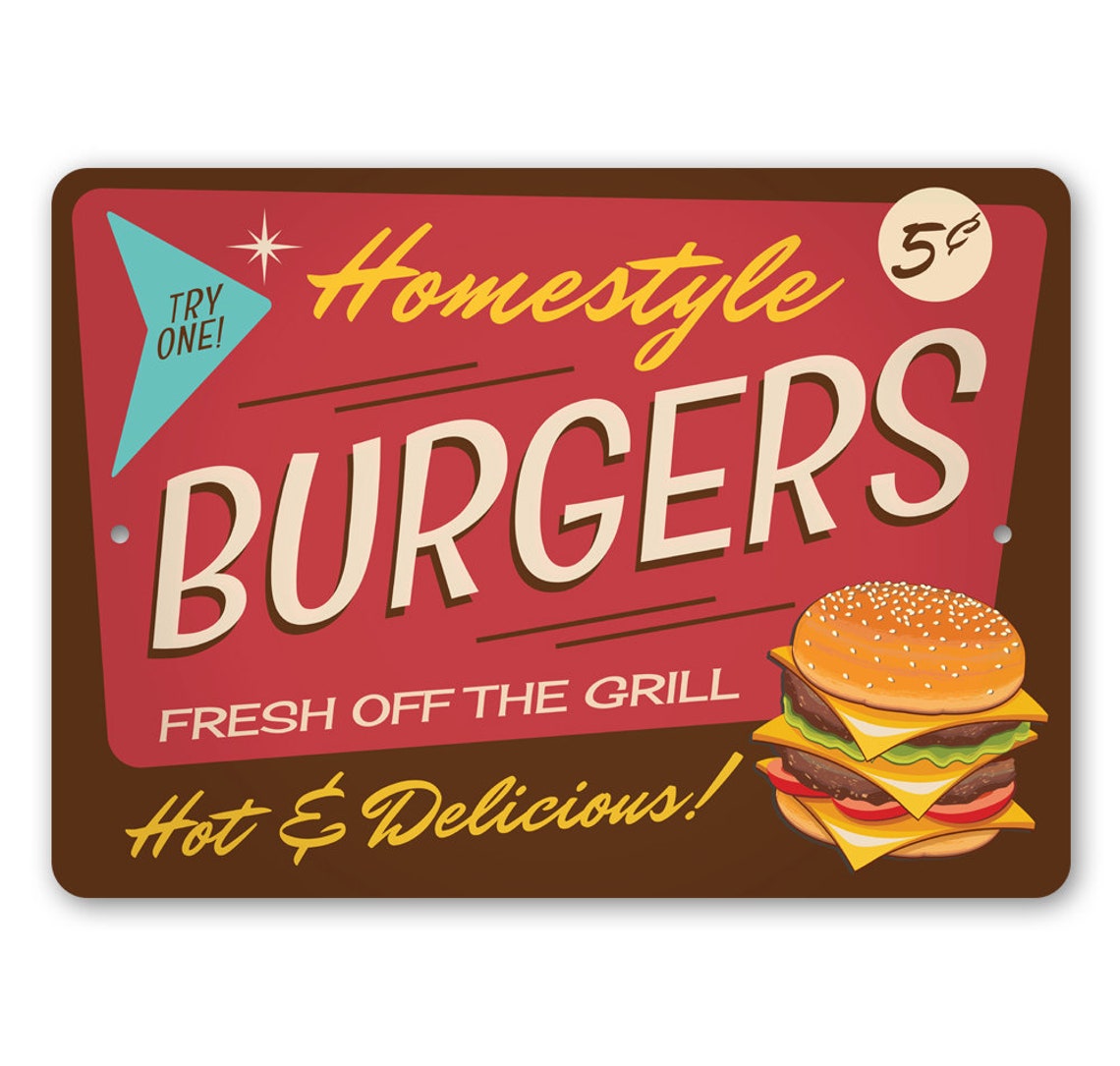 Homestyle Burger Sign Burger Sign Vintage Burger Vintage - Etsy