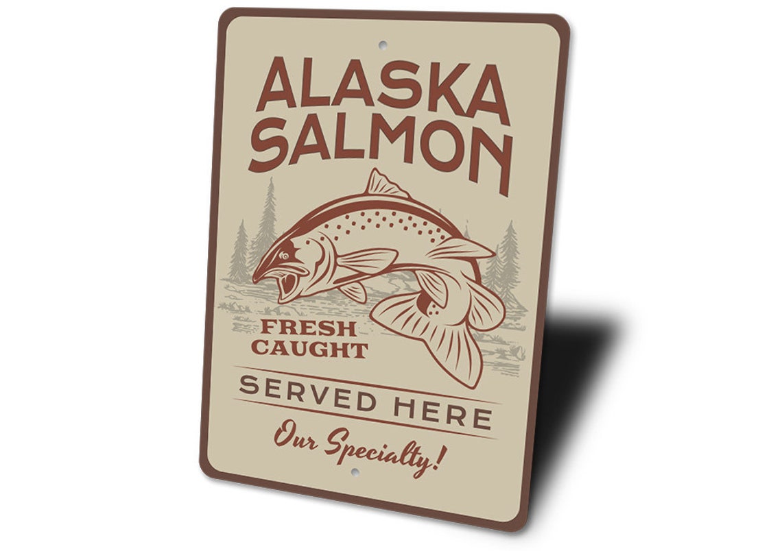 Alaska Salmon Sign Fresh Salmon Signs Salmon Decor Alaskan - Etsy