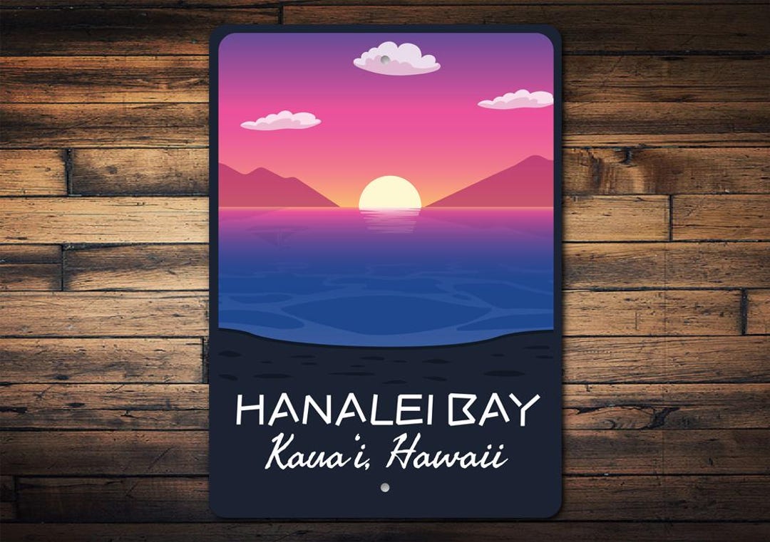 Hanalei Bay Sign, Personalized Sign, Kauai Hawaii, Beach Decor, Hanalei ...