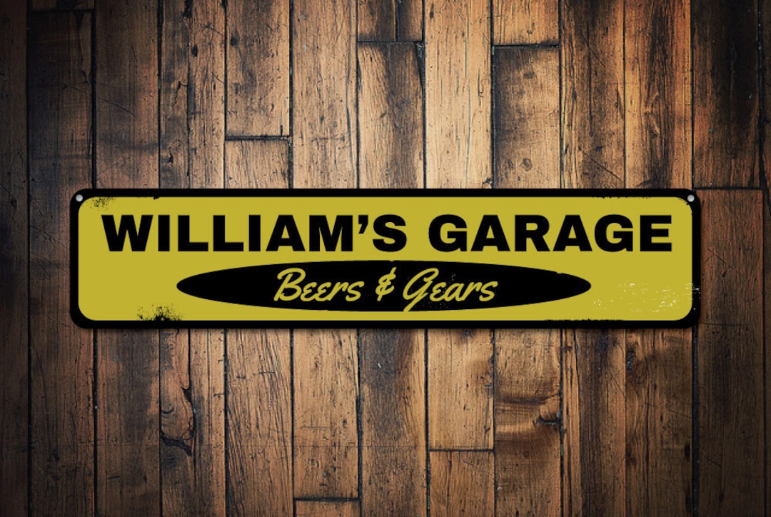 Garage Beers & Gears Sign, Personalized Mechanic Name Sign, Custom ...
