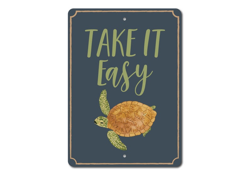 Take It Easy Sign Beach Turtle Sign Turtle Decor Tortoise - Etsy