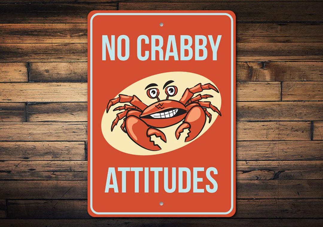No Crabby Attitudes, Crab Decor, Ocean Sign, Crab Lovers, Beach Sign ...