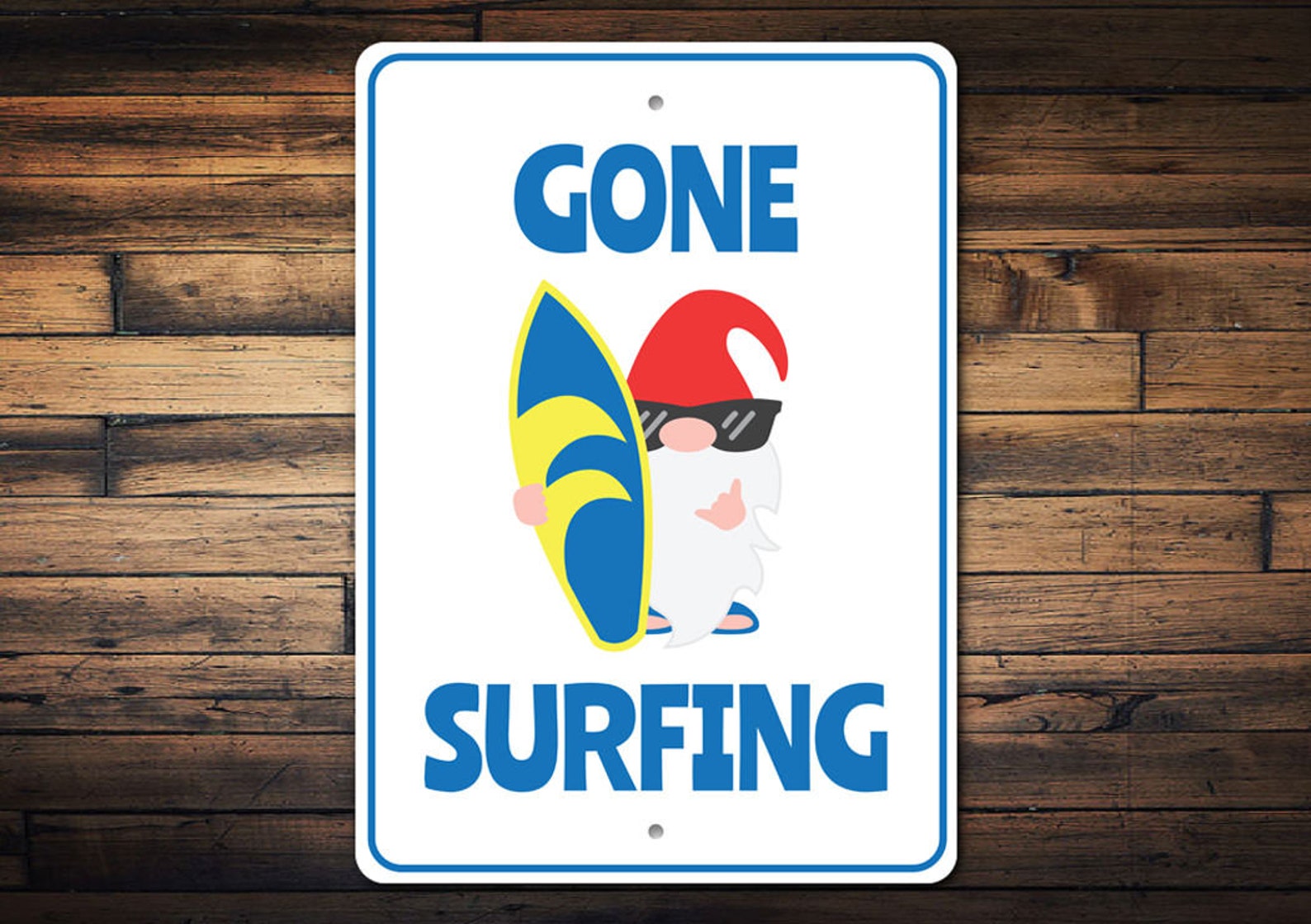 Gone Surfing Sign Gnome Surfing Surfer Sign Beach Lovers - Etsy