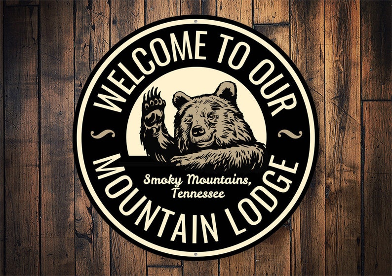 Mountain Lodge Sign Cute Bear Decor Mountain Cabin Sign - Etsy