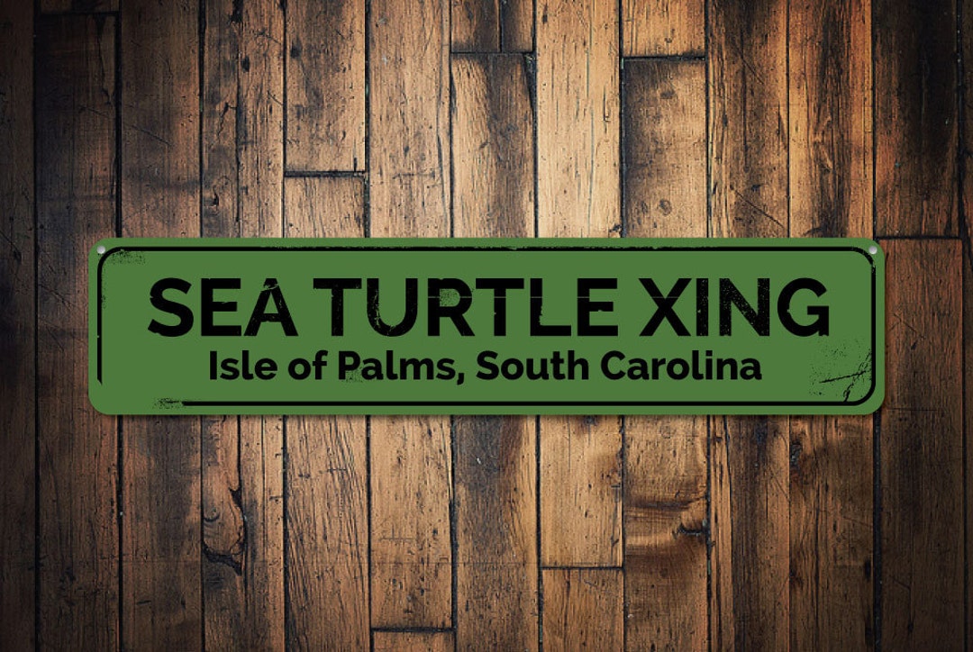 Sea Turtle Xing Sign, Personalized Beach Location Crossing Sign, Custom ...